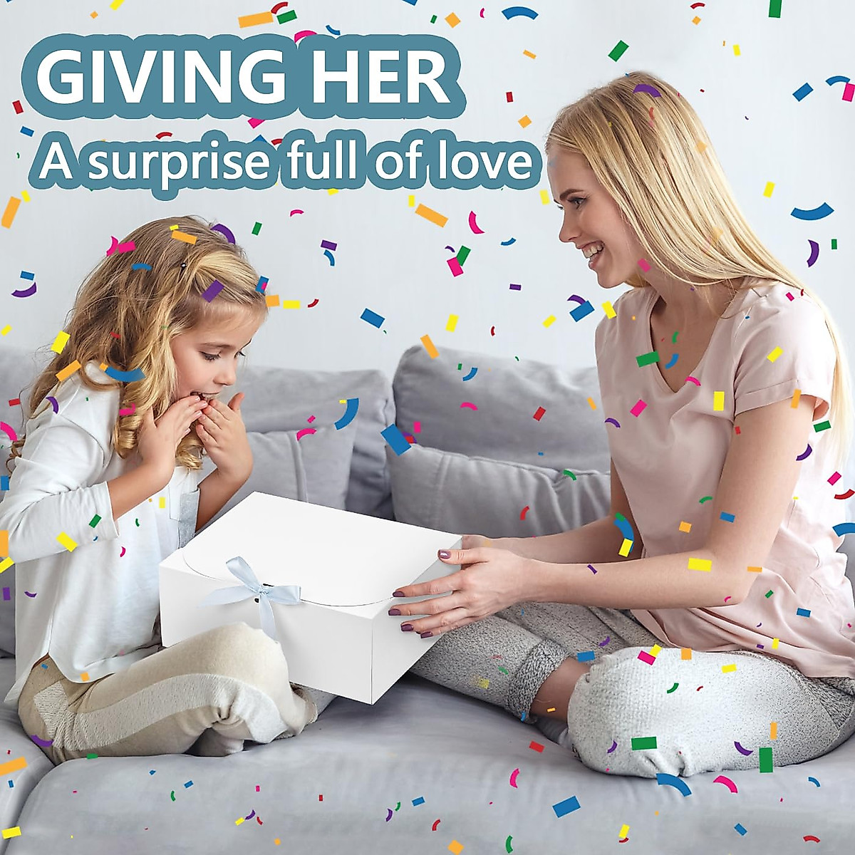 WLUSEAXI 15Pack Gift Boxes with Lids for Presents, 10x8x4 Inch Bridesmaid Proposal Box, White Gift Boxes with Ribbon for Bride Shower, Birthday, Wedding, Party, Graduation Gift