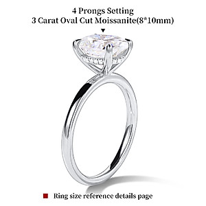 getlove Oval Cut Moissanite Engagement Ring 3ct Moissanite Rings for Women 18K Gold Plated Sterling Silver Solitaire Wedding Ring Lab Created Diamond Ring Gift for Her Size 7