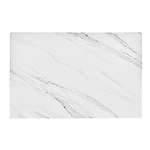 WOZNLA 5-Piece 4,Kitchen and Dining Room Set Table Top and Upholstered Chairs, Faux Marble White+Beige