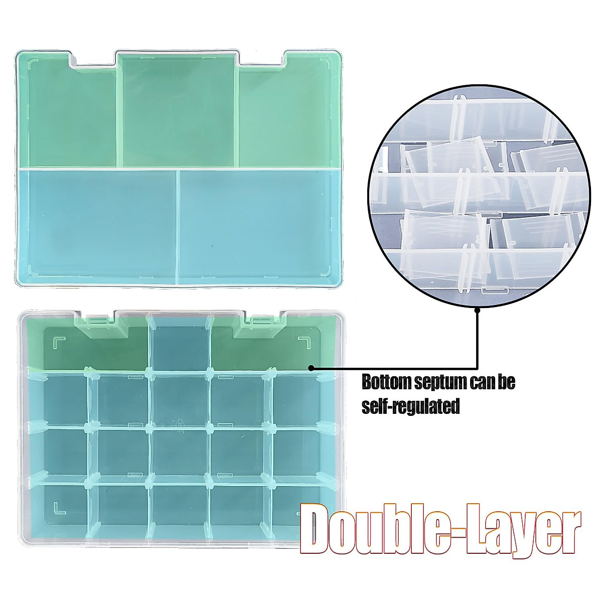SHIYIJIA Plastic Compartment Organizer Box with Dividers Adjustable Storage Clear Container (400, Grams)