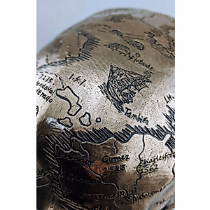 Veronese Design 5 3/8 Inch Craniumography Old Treasure Map Skull Sculpture Cold Cast Resin Bronze Finish Statue