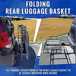 HECASA 60 X 21 X 6 Inch Folding Hitch Mount Cargo Carrier Rack Rear Luggage Basket w/ 2" Receiver for Car SUV Trailer Truck Van Steel
