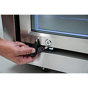 Mont Alpi MAF 2.7 Cubic Ft Outdoor Rated Glass Door Compact Temperature Adjustable Lockable Refrigerator Beverage & Wine Cooler Module w/ 3 Adjustable Racks + Blue LED Lighting