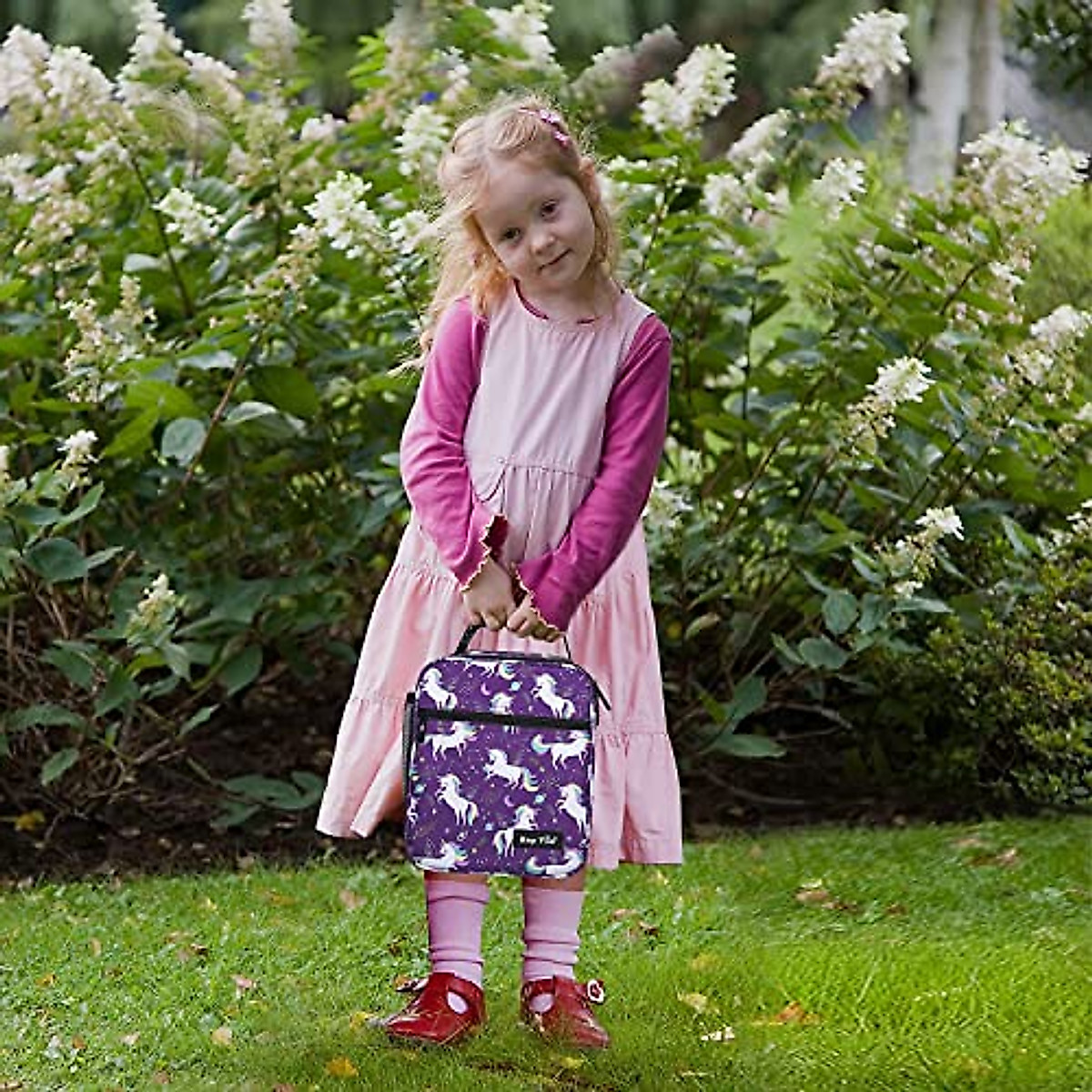 Hap Tim Kids Lunch Box for Girls Boys, Reusable Lunch Bag for Kids, Spacious Lunchbox, Insulated Lunchbag Purple Unicorn(18654-PP)