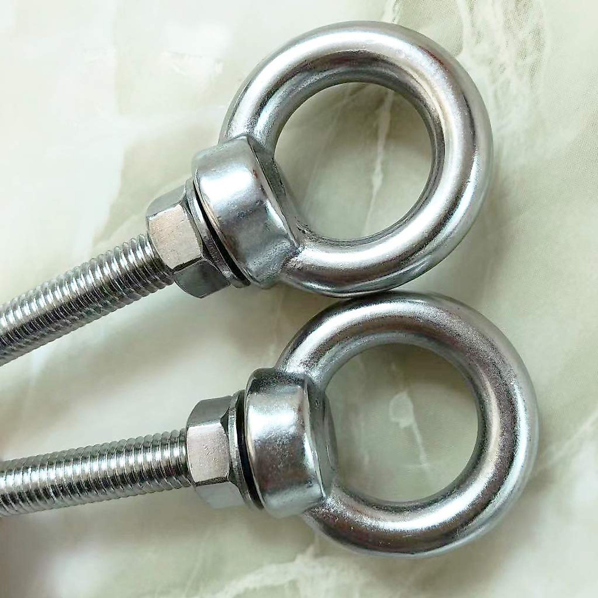 AIVOOF Shoulder Eye Bolt, 2 Pack M8 Stainless Steel Eye Bolts 4" Heavy Duty EyeBolts Screws in Eye Hooks with Washer and Nuts for Lifting and securing Cables Wires, Long Shank Thread Length 100mm