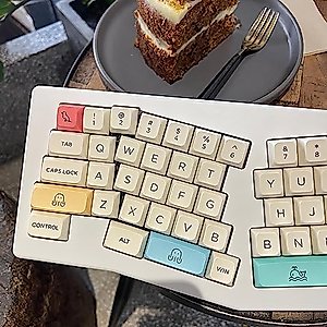 Akko Cream Keycaps Set with MDA Profile Double-Shot Keycap, 282 Keys with 4 Different Groups of Novelty Keys for ISO-UK & ANSI Layout, Compatible with Major-Sizes Mechanical Keyboards