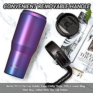 Zibtes 40oz Insulated Tumbler With Lid and Straws, Stainless Steel Double Vacuum Coffee Tumbler With Handle, Keeps Drinks Cold up to 34 Hours or Hot for 12 Hours(Twilight 1 pack)