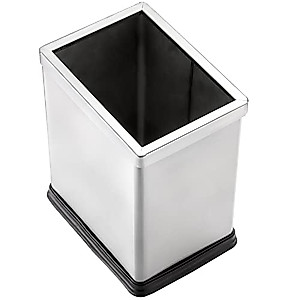 AVLA 10 Liter Open Top Trash Can, Stainless Steel Office Wastebasket, Kitchen Garbage Container Bin with Removable Bag Holder, Waste Trashcans for Bathroom, Restaurant, Restroom, Powder Room, Home