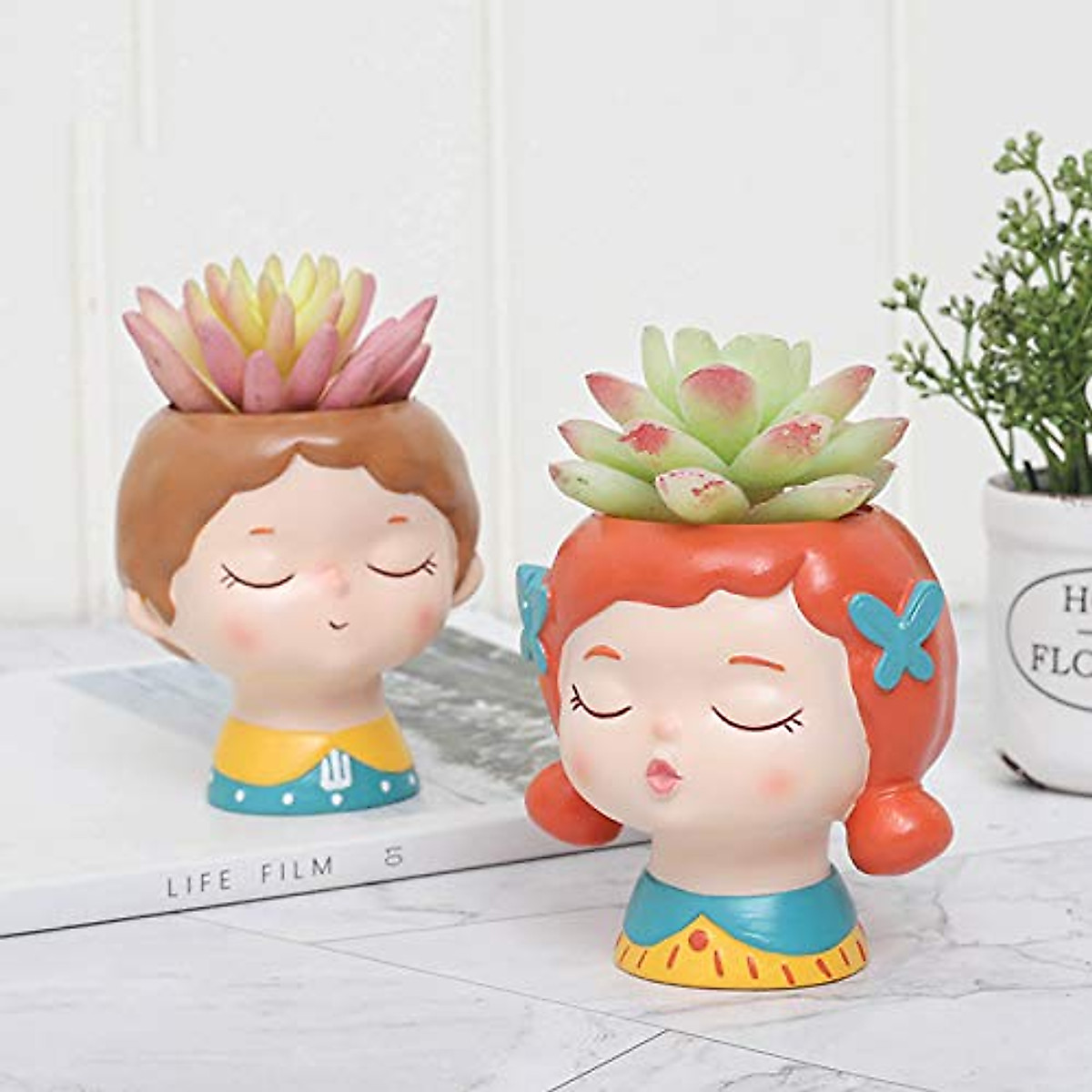 MileHouse Cartoon Figure Plants Planter Pot, Desktop Decorative Ceramic Flower Pot, Handicraft Bonsai Planters 6