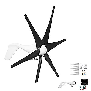 QAZNHODDS Wind Turbine Generator kit, 6000W 6 Blade Wind Industrial Machinery Equipment with Wind Boosting Controller for Terrace, Marine, Motorhome, Chalet, Boat,1,12V