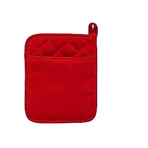 Home Collection Red Polyester/Rubber Pot Holder, 2 Pack - Heat Resistant, Non-Slip Grip, Hanging Loop - Ideal for Handling Hot Kitchen Items