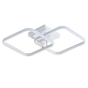 DELIPOP Ceiling Light Fixture, 23 Inch Sqaure Modern LED Ceiling Light, 42W Cold White 6500K Flush Mount Ceiling Light for Hallway Living Room Dinning Room Kitchen and Bedroom Acrylic Ceiling Lamps