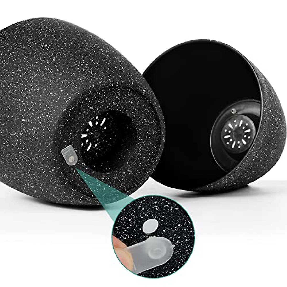 Vanavazon Plant Pots 9/8/7 Inch Set of 3 Flower Pots Indoor Outdoor Plastic Planters with Drainage Hole and Tray (Speckled Black)