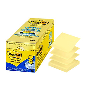 Post-it Pop-up Notes, 3 in x 3 in, 18 Pads, America's #1 Favorite Sticky Notes, Canary Yellow, Clean Removal, Recyclable (R330-18CP)