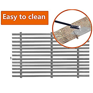 FCCUM Stainless Steel BBQ Grates, 304 Stainless Steel Solid Grates, Suitable Weber Genesis Silver/Gold B & C、 Spirit、and Other Models of Gas Grills, 17.55 inches Long / 9.64 inches Wide, Two-Piece