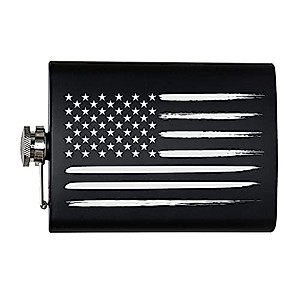 American Flag 8 oz Flask | Stainless Steel Hip Flask for Liquor – Matte Black, Great Gift Idea for Veterans