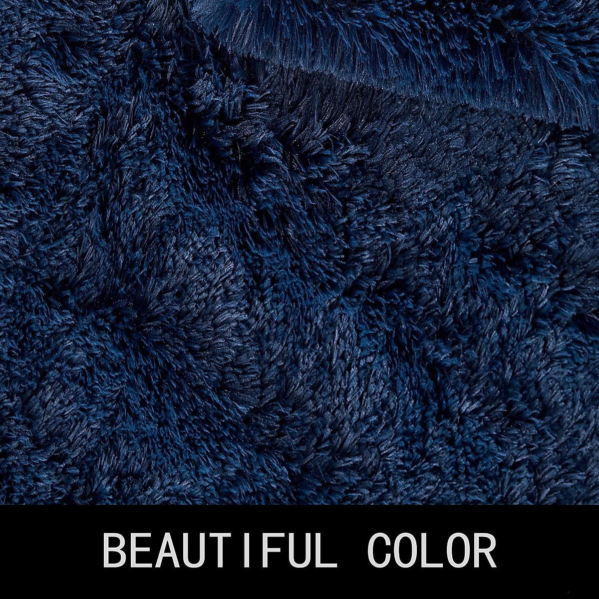 EasyJoy Super Soft Rugs for Living Room, Area Rugs for Bedroom 8x10 Navy Blue Fluffy Room Rug, Large Shag Throw Rug for Nursery Kids Room, Cute Mordern Fuzzy Rug for Playroom