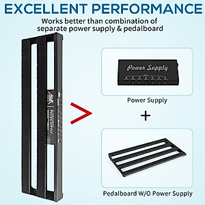 AKLOT Guitar Pedal Board with Built-in Power Supply Guitars Effect Pedalboard Aluminium Alloy Power Supply 19" x 5" with Bag, Pedal Cable