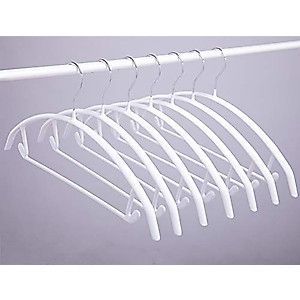 Cocomaya 16.5 Inch White No Shoulder Bumps No Mark Non-Slip Rubber Coated Contour Metal No Bumps Hanger, Sweater Hanger, T-Shirt Hanger Suit Hanger with Pants Bar Pack of 10 (White, 10)