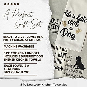 Twisted Anchor Trading Company Dog Kitchen Towels, Dog Gifts for Women - Set of of 5 - Comes in an Organza Gift Bag so It's Ready for Giving