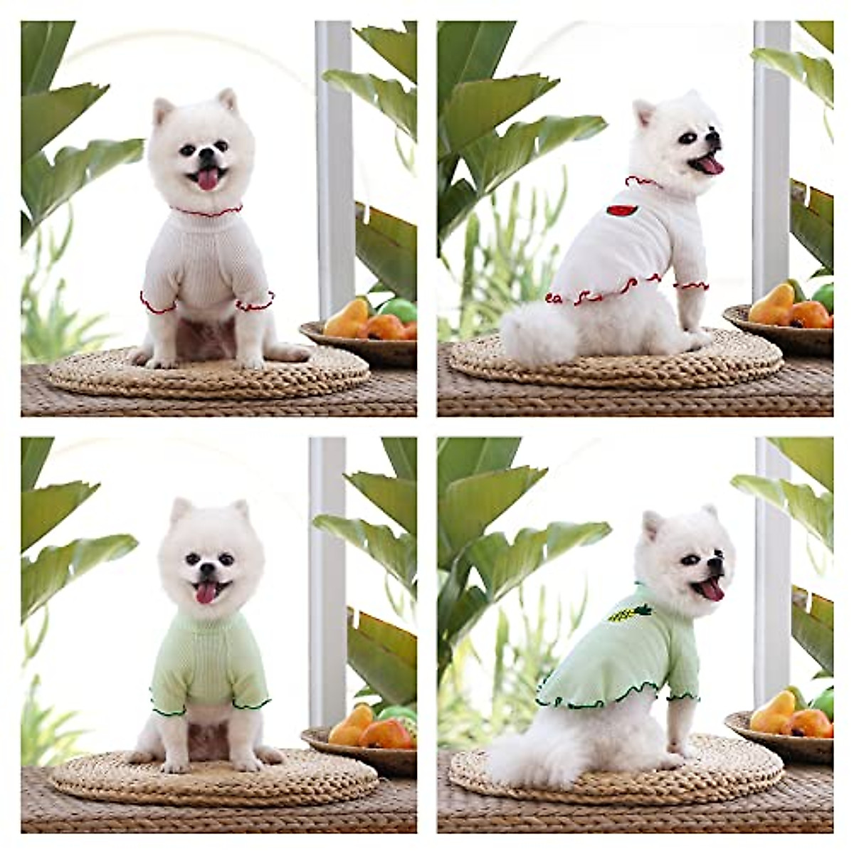 2 Pieces Dog Clothes Pineapple Printed for Dog Shirts Holiday Festival Dog Dresses Puppy Party Costumes Doggie Shirts Cat Outfits Dog Sweatshirt for Small Dogs Cats Boy Girl Puppy Clothes