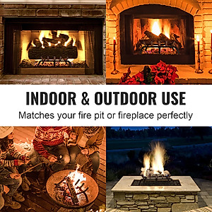 VEVOR Fireplace Grate, 24 inch Heavy Duty Fireplace Pit Grill Grate with 6 Support Legs, 3/4'' Solid Powder-Coated Steel Bars, Fire Logs Firewood Burning Rack Holder for Indoor and Outdoor Fireplace