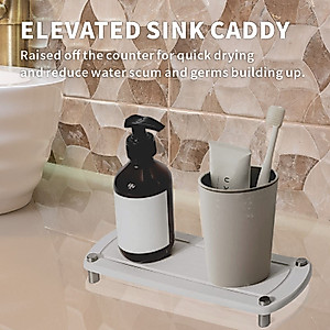 Volious Instant Dry Sink Organizer, Kitchen and Bathroom Fast Drying Stone Sink Tray, Water Absorbing Stone Tray for Sink with Stainless Steel Feet (Grey)