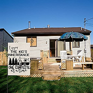 ZJXHPO Camper Gift Enjoying The Kids Inheritance One Campsite At a Time Garden Flag Happy Camping Gift Travel Trailer Flag Yard Porch Sign (Enjoying THE KIDS)