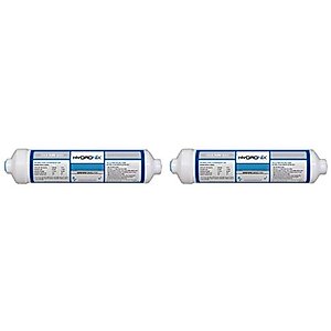 Hydronix ICF-10Q Inline Post Activated Carbon Water Filter Replacement Cartridge with 1/4-Inch Quick Connect for Refrigerator, Ice Maker, RO Reverse Osmosis System, 2000 Gallons (2 Pack)
