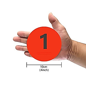 Eco Walker 4inch Mini Floor Spot Markers for Classroom Preschool and Kindergarten (Set of 20pcs) (Red number 1-20)