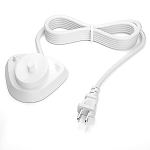 SoulBay Toothbrush Charger Model 3757 Replacement for Braun Oral B Electric Toothbrushes Series Pro D OC IPX7 Waterproof Charger Base Inductive Power Cord with 2 Brush Head Holders, White