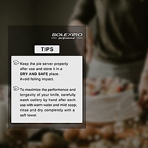 BOLEX 7 inch Professional Stainless Steel Pie Server/Cake Cutter Server - Flatware Utility Pie Cutter with No-slip Plastic Handle - Resistant Pizza Cutter/Server Spatula for Pie/Cake/Dessert(Black)