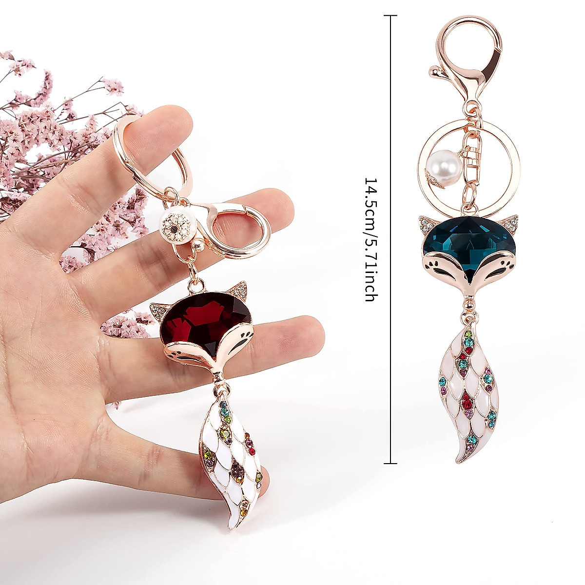 BeShiny Fox Keychains for Women Creative Animal Key Chains Handbags Key Ring Bag Charms Purse Pendant Gifts for Women （Red）