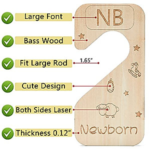 Dabancy Baby Closet Dividers - Set of 10 from Newborn to Toddler and 2 Blanks with Colored Box,Wooden Nursery Closet Dividers for Baby Clothes- [Wood]