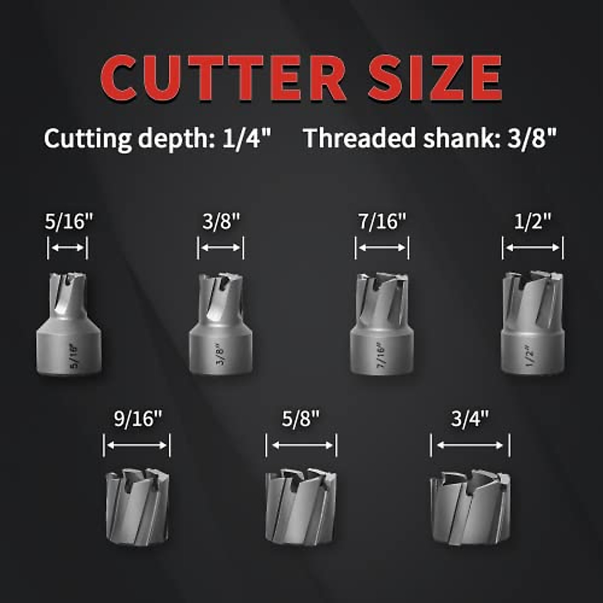 S&F STEAD & FAST Spot Weld Cutter Kit, 7 Cutters, 3/8 Shank, Depth of Cut 1/4, Cutting Diameter 5/16-3/4