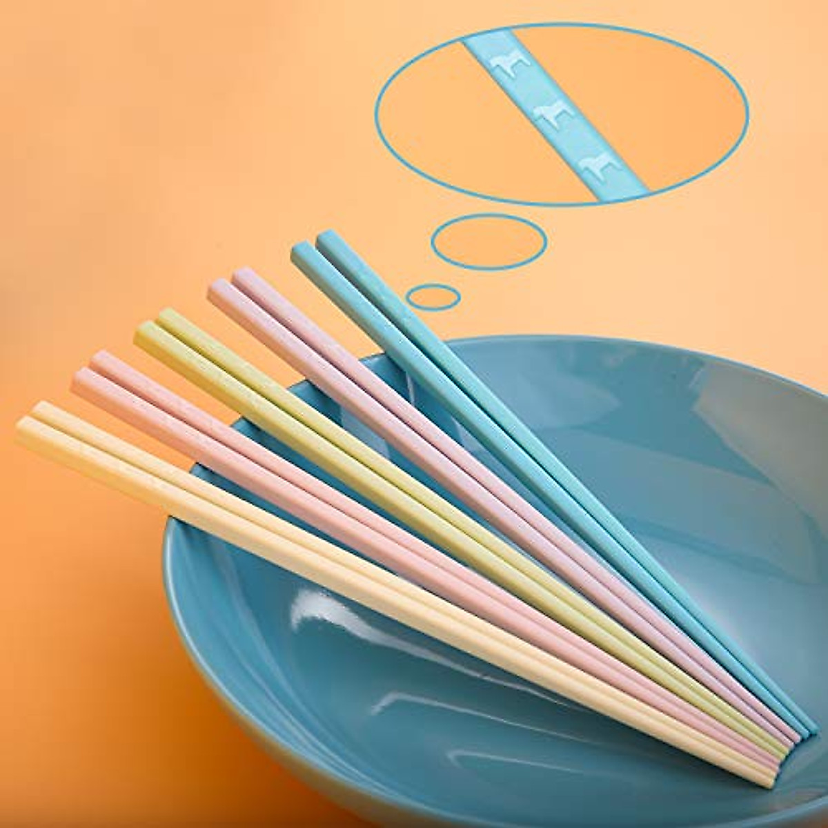 Hiware Reusable Fiberglass Chopsticks Dishwasher Safe, Lightweight, Multicolor - 5 Pairs Gift Set