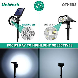 Nekteck Solar Lights, 2-in-1 Solar Spot Lights Outdoor, Waterproof Solar Powered Landscape Spotlights, Bright and Dark Sensing, Auto On/Off for Yard, Pathway, Garden, Driveway (2 Pack, White)