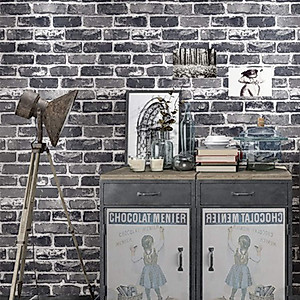 Okydoky Peel and Stick Wallpaper, Grey Brick Wallpaper for Home Decoration, Wallpaper Stick and Peel Backsplash, Vinyl Self Adhesive Wallpaper for House, Workshop & Office, 17.3" x 118", C201-3