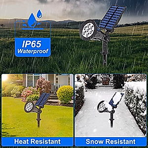 T-SUN Solar Spotlights, Color Changing 7 LED Waterproof Solar Garden Lights, Auto ON/OFF Adjustable Landscape Spot Lights, 2-IN-1 Solar Wall lights for Patio, Yard, Garden, Driveway, Pool Area(2 Pack)