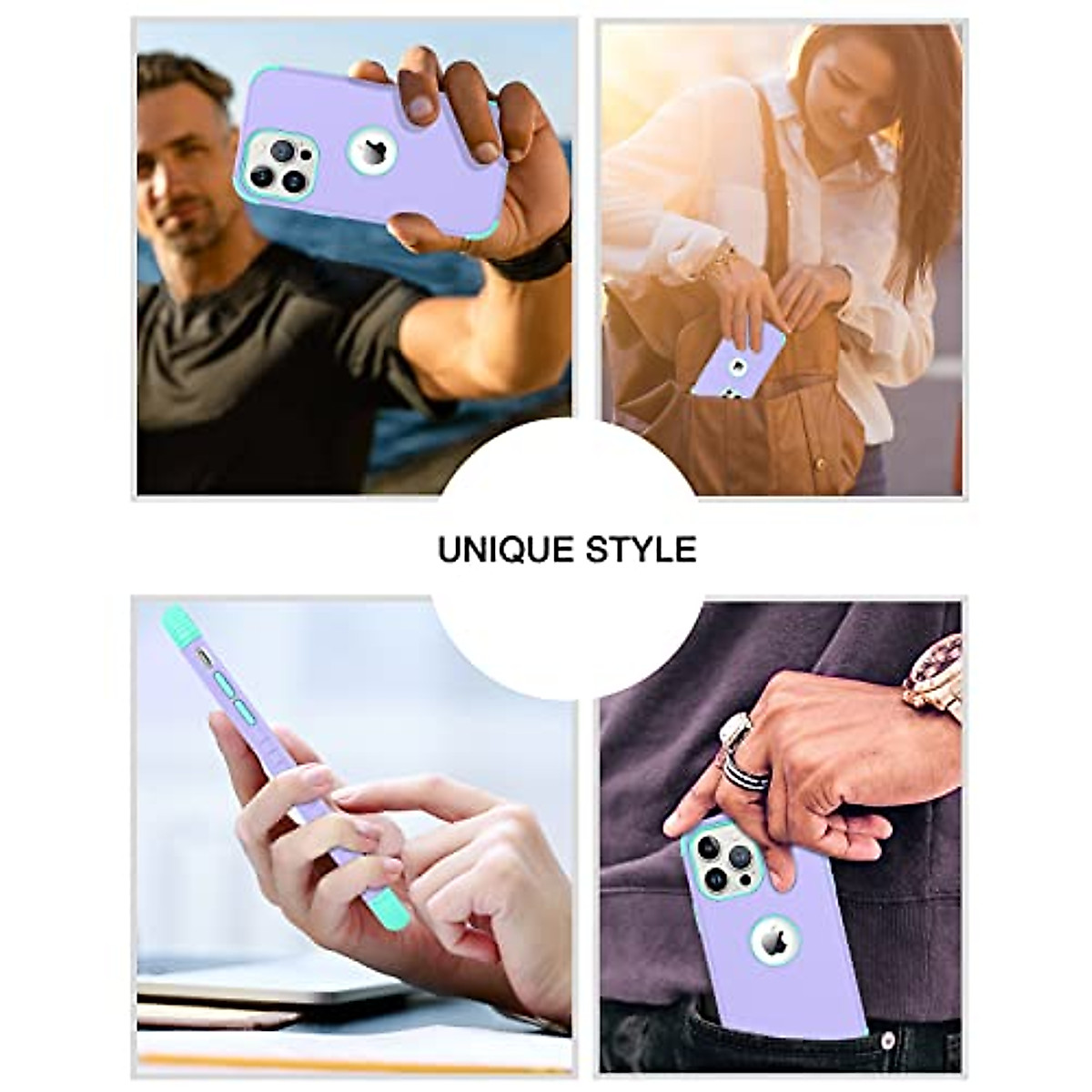 BENTOBEN iPhone 13 Pro Max Case, Phone Case iPhone 13 ProMax 6.7, Heavy Duty 2 in 1 Full Body Rugged Shockproof Protection Hybrid Hard PC Bumper Drop Protective Girls Women Boys Men Cover, Purple/Mint