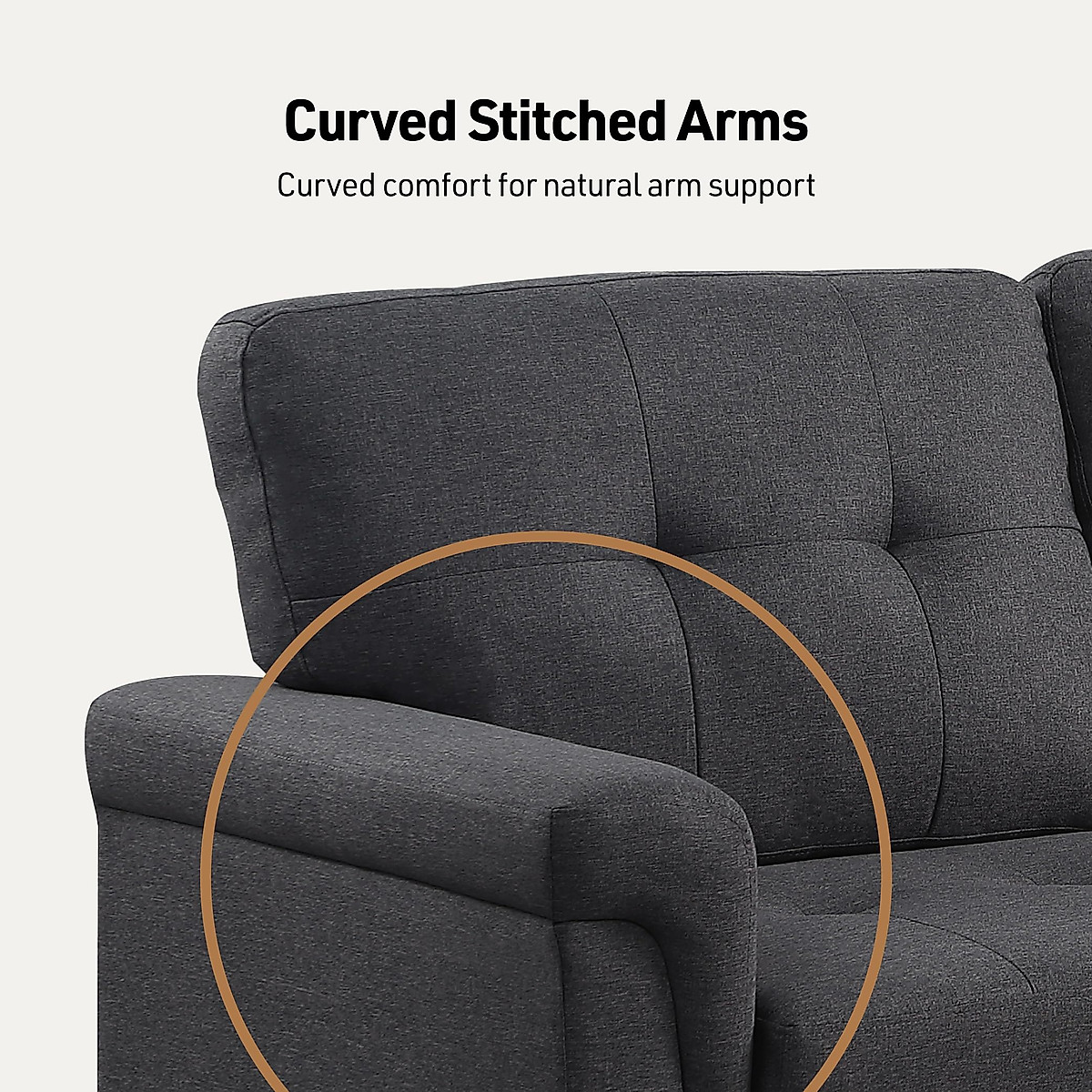 Lilola Home Lucca Dark Gray Linen Reversible Sleeper Sectional Sofa with Storage Chaise