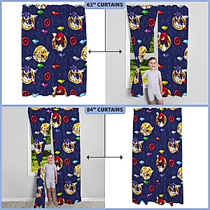 Franco Kids Room Window Curtains Drapes Set, 82 in x 63 in, Sonic The Hedgehog, Anime