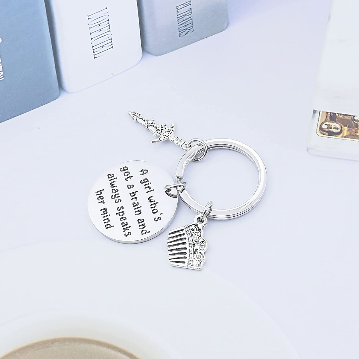Mulan Jewelry Mulan Keychain Mulan Quote Gift A Girl Who’s Got A Brain and Always Speaks Her Mind Inspiration Gift (Mulan KS)