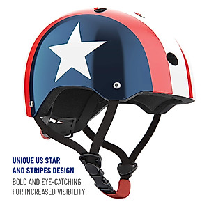 Noggn Bike Helmet for Kids, Girls and Boys | US Star | Child Bicycle, Scooter, Skateboard Helmet (US Star, Small)