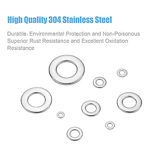 DYWISHKEY 700 Pieces 9 Sizes Stainless Steel Flat Washers Assortment Kit (M2 M2.5 M3 M4 M5 M6 M8 M10 M12)