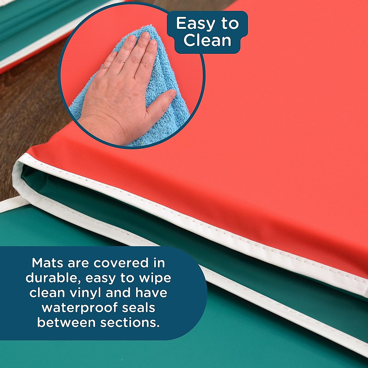 Children's Factory Toddler Nap Mats, Hand-Washable Soft Nap Mat with Pillow for Preschool and Daycare, Red and Green, Set of 10