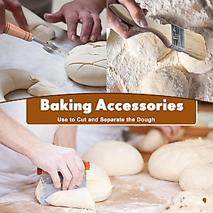 Mifoci 4 Packs Sourdough Proofing Basket Set: Includes 9" Round and 10" Oval Banneton Baskets, Dough Scraper, Bread Scorer, Linen Liner, and Basting Brush for Professional Bread Baking