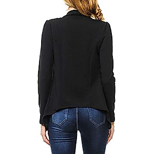 MINEFREE Women's Long Sleeve Classic Draped Open Front Lightweight Blazer Black 1XL