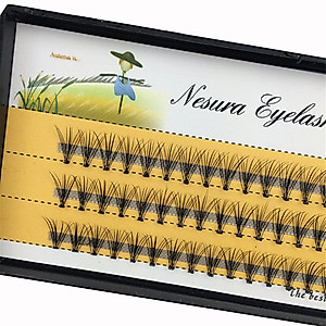 BODERMINCER 10D 60pcs Black Handmade False Eyelashes Natural Long Individual Eyelashes Extension Fake Lashes Makeup Beauty Cosmetic (12mm)