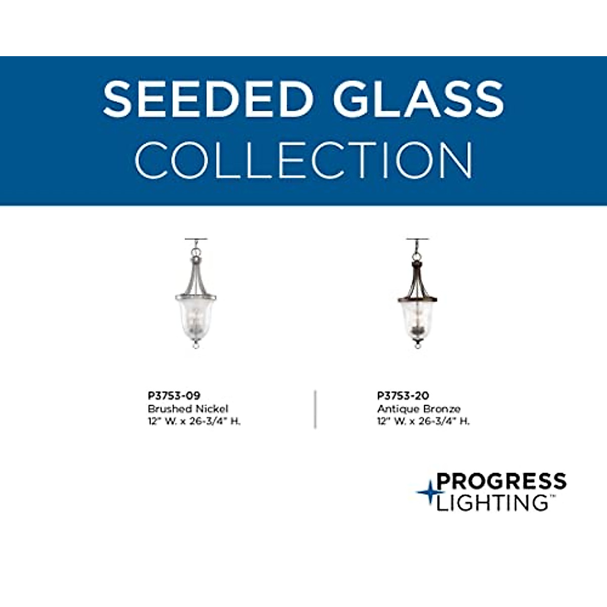 Progress Lighting P3753-20 Seeded Glass Hall & Foyer, Bronze